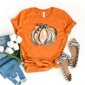 Fall Pumpkin Shirt, Cute Fall Shirt, Thanksgiving Tshirt, Graphic Tee ...