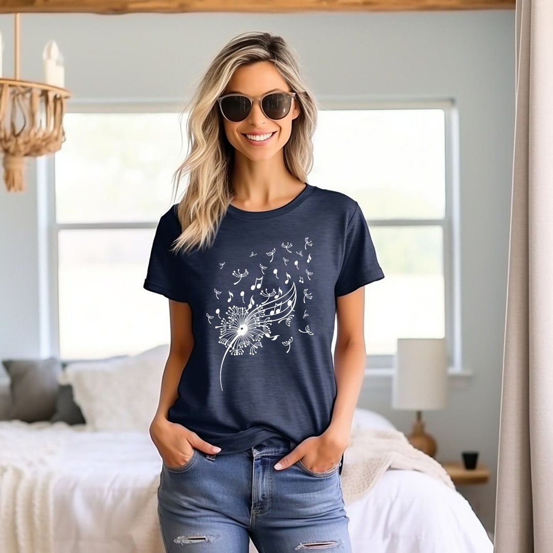 Dandelion Music Notes Shirt, Music Lover Sweatshirt, Floral Shirt, Cute ...