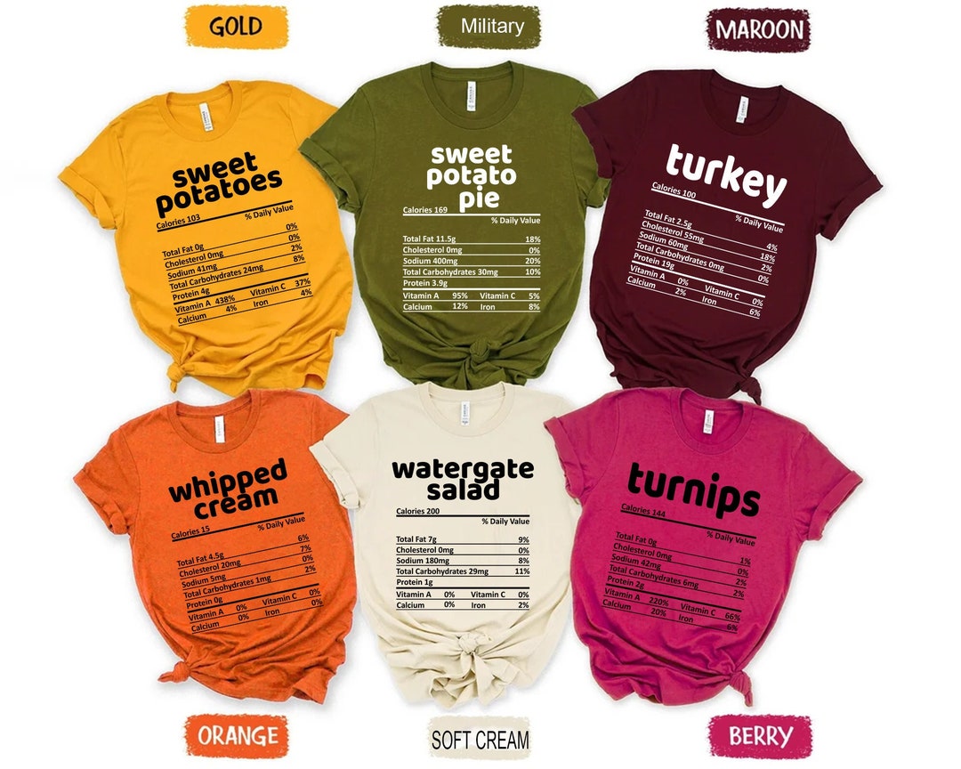 Nutrition Thanksgiving Food Shirts, Thanksgiving Shirts, Thanksgiving ...