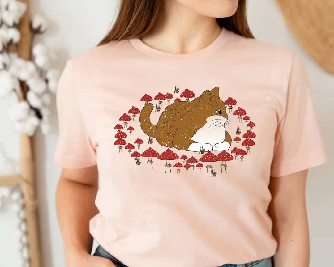 Goblincore Shirt, Cat Mushroom Shirt, Cats Lovers Tee Gift, Nature ...