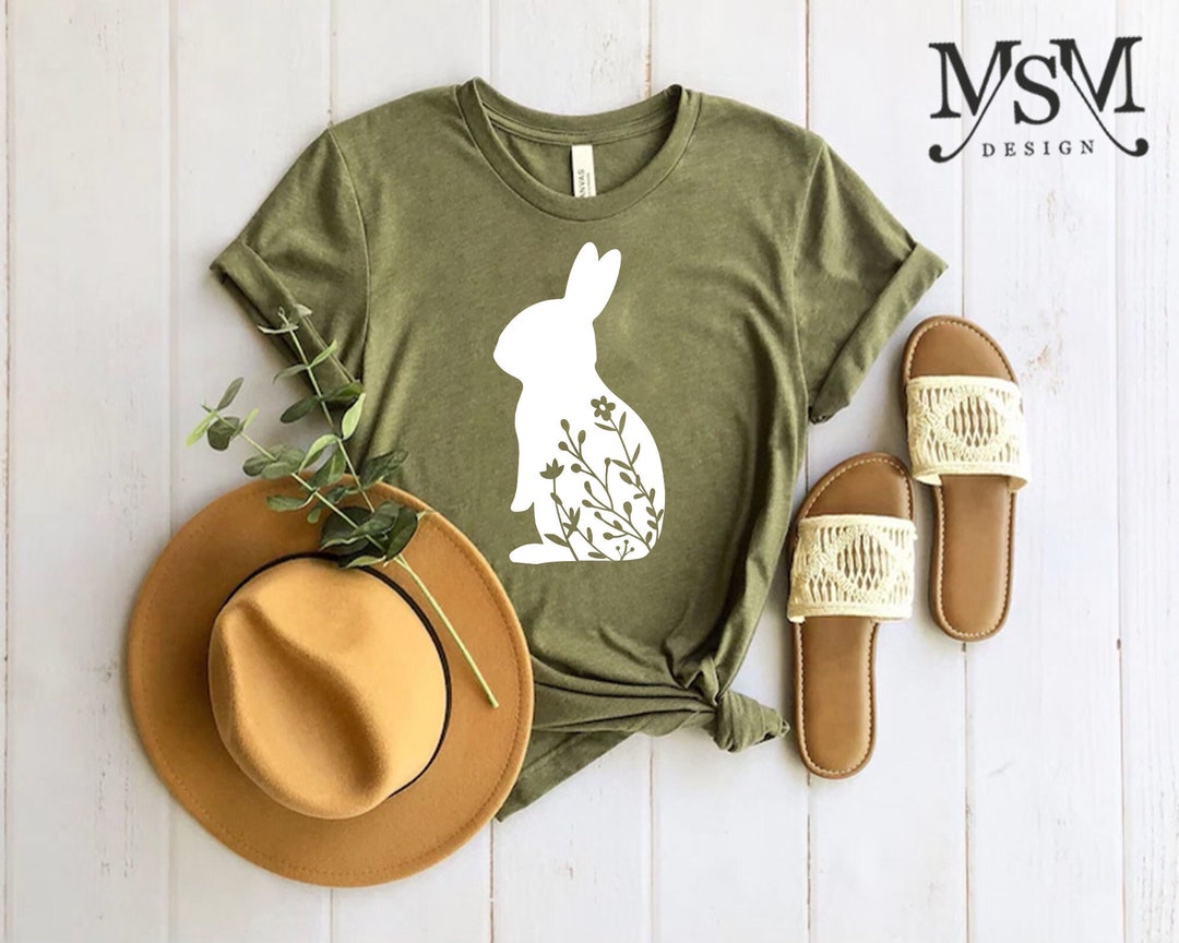 Floral Rabbit Shirt, Bunny Shirt, Easter Shirt, Nature Lover, Rabbit ...