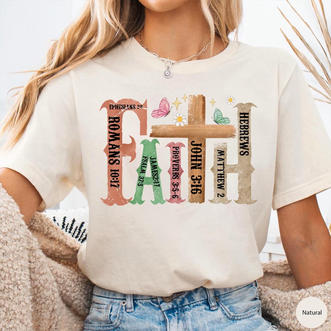 Christian Shirt, Bible Verse T-shirt, Religious Outfit, Retro Faith T ...
