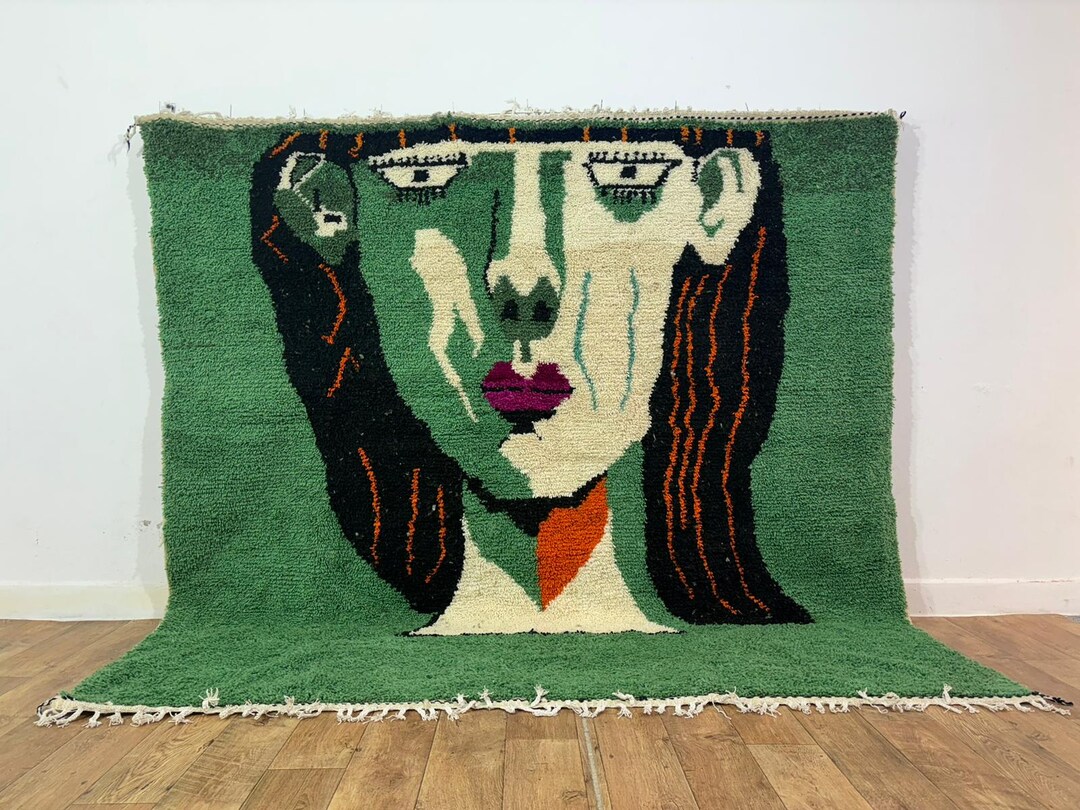 Hand Woven Green Rug Soft Custom Rug for Living Room Green and Pink ...