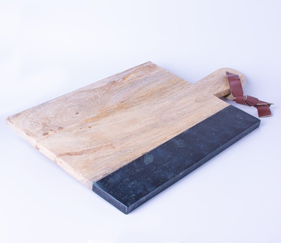 Stylish Large Mango Wood and Green Marble Cutting Board With | Etsy