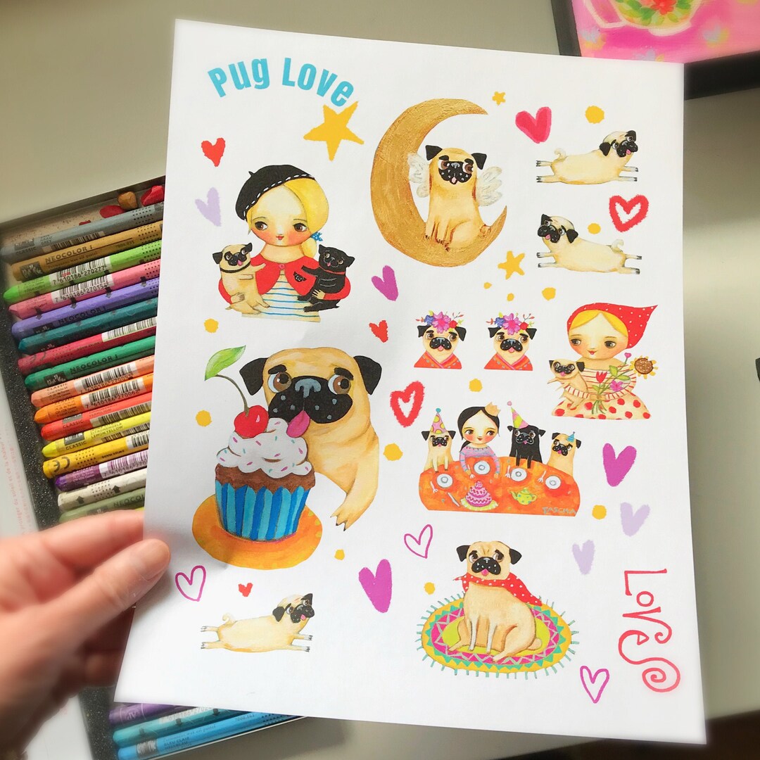 Instant Download Pug Dogs COLLAGE SHEET DOWNLOAD for Scrapbooking and ...