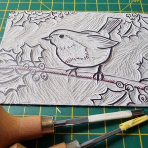 Robin in Holly Original Handmade Linocut and Screenprint - Etsy