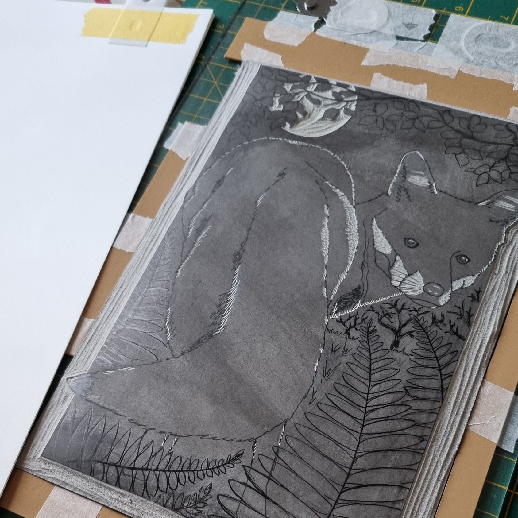 Woodland Fox Linocut Print, Handmade Limited Edition Animal Art - Etsy