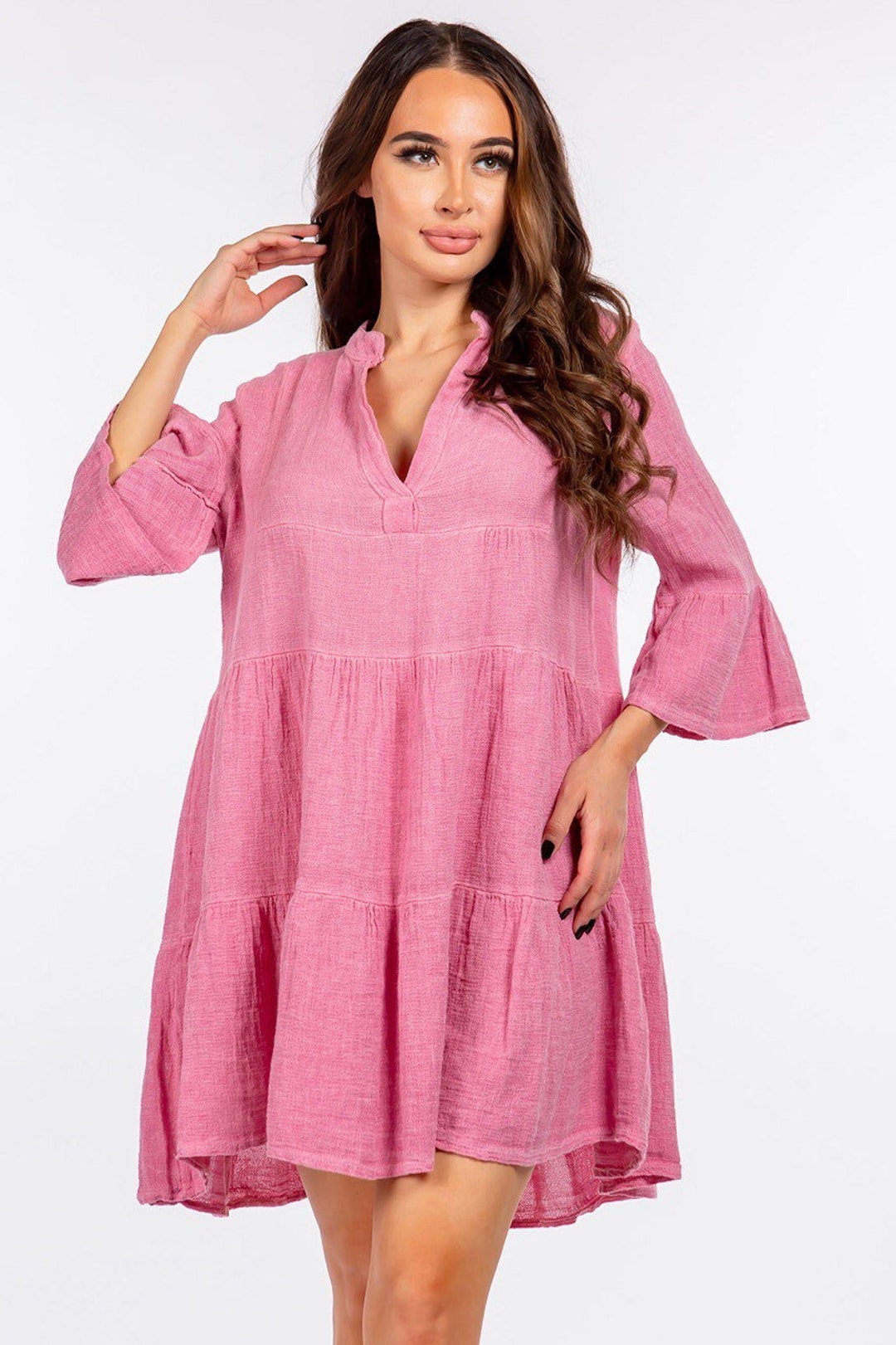 V Neck Linen Dress Ruffle Linen Dress Linen Ruffle Dress V - Etsy