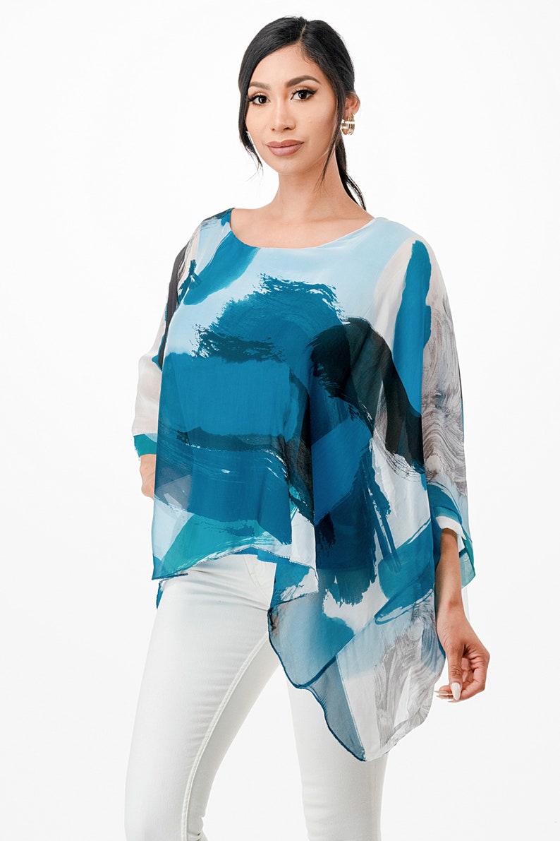 100% Silk Top,silk Top, Italian Silk Top, Colorful Top, Bohemian Crop ...