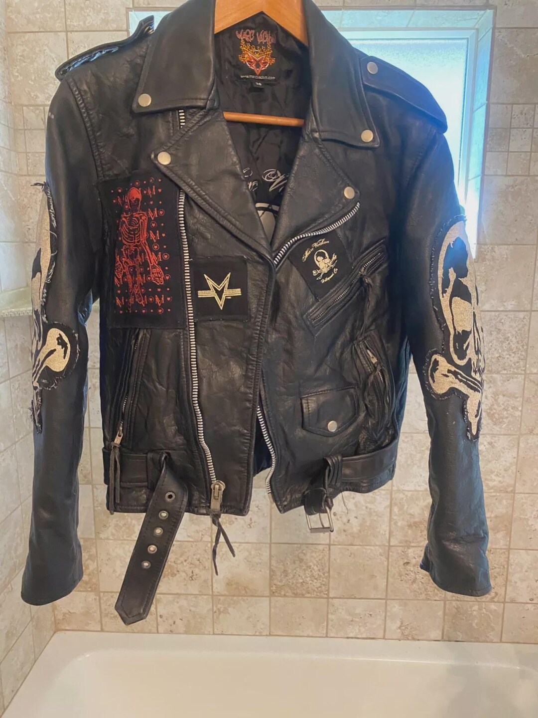 MARC VACHON Limited Black Leather Biker Jacket SLASH Guns and Roses ...