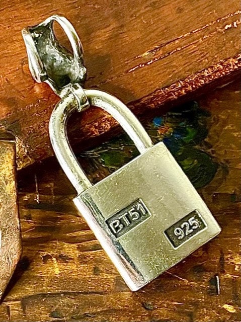 Heavy 80s Biker Skull 110G Richard Erker Sterling Silver Skull PADLOCK ...