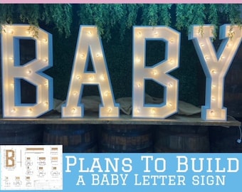 Wooden Vintage LED Marquee BABY Sign Freestanding Led Letter BABY baby ...