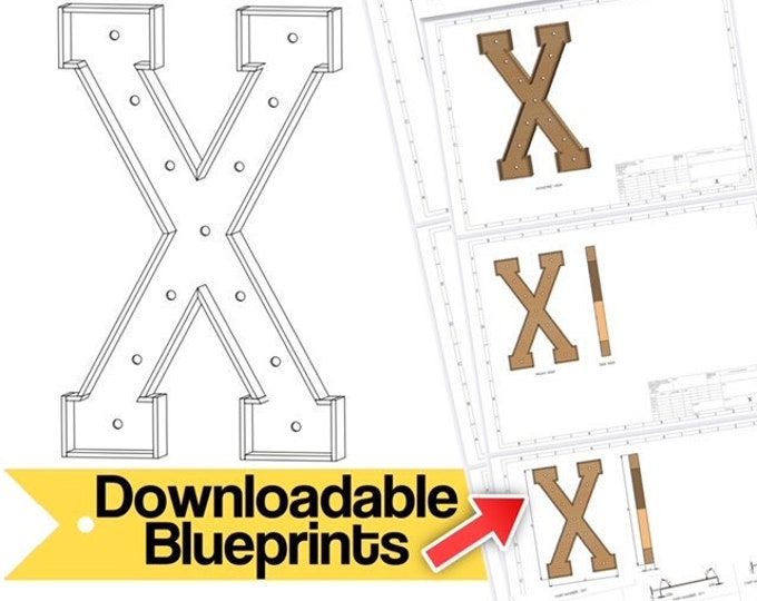 4ft Letter X Build Plans & Blueprints Digital Template - Etsy