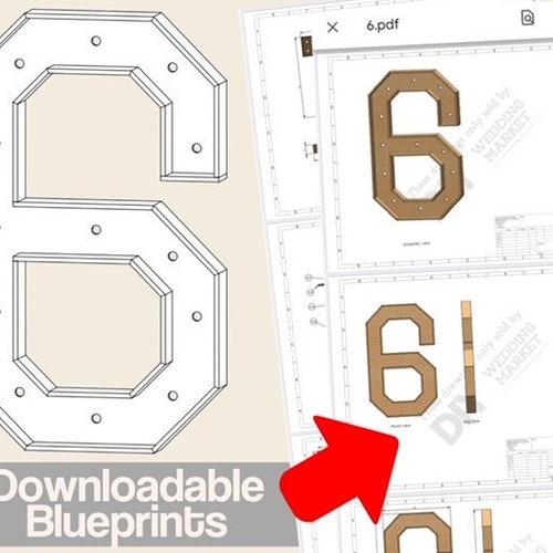 4ft Number 5 Marquee Letter Build Plans & Blueprints - Etsy
