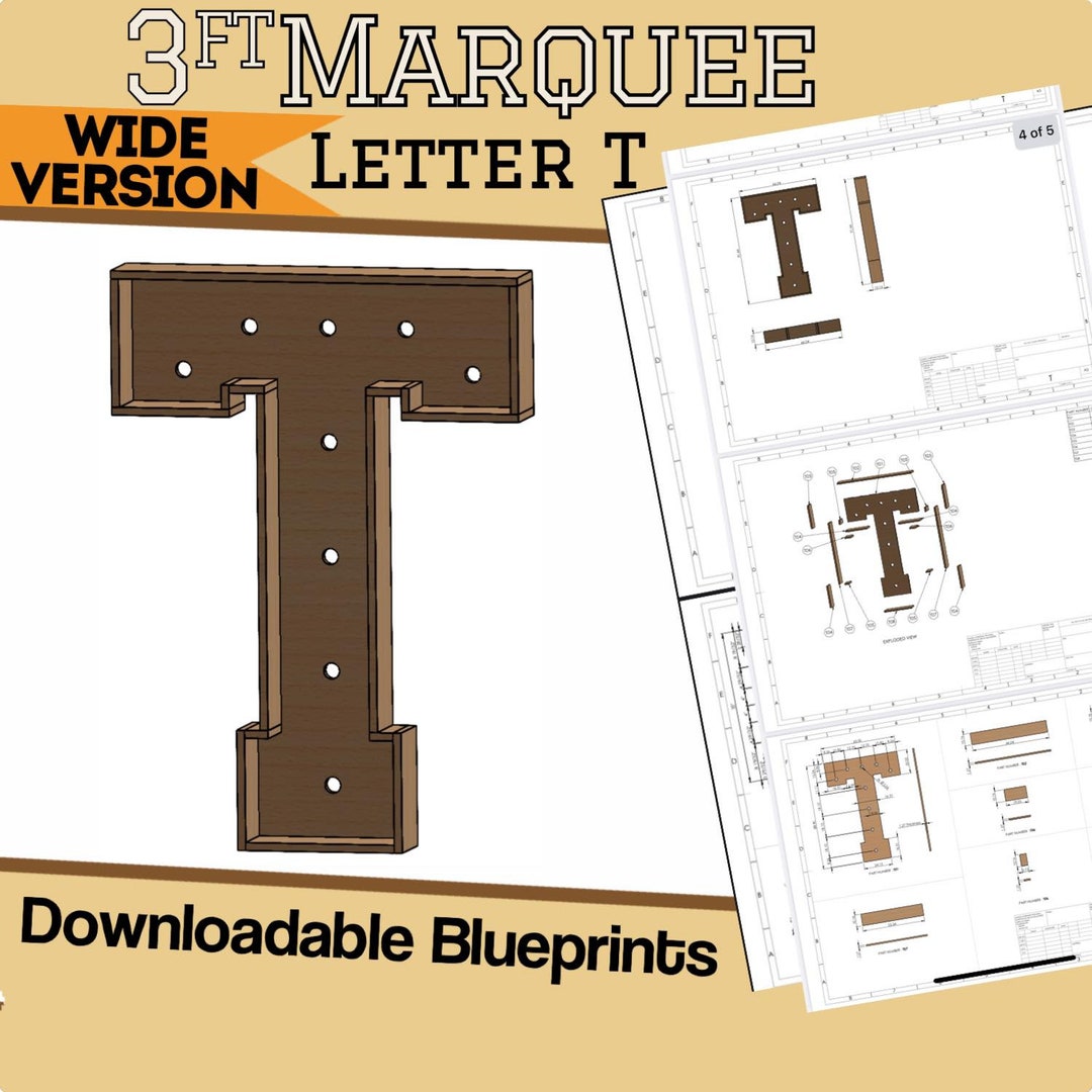 3ft Wide Version - Letter T - Build Plans & Blueprints - Digital ...
