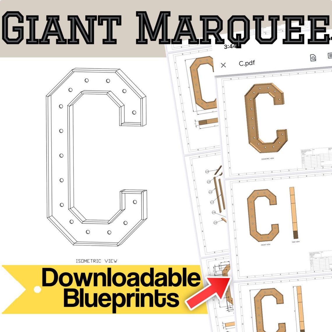 4ft - Letter C - Build Plans & Blueprints - Digital Template for Wood ...