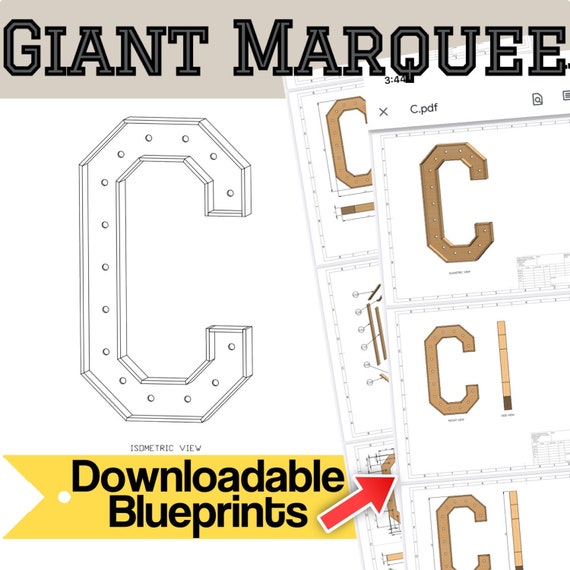 4ft Letter C Build Plans & Blueprints Digital Template | Etsy