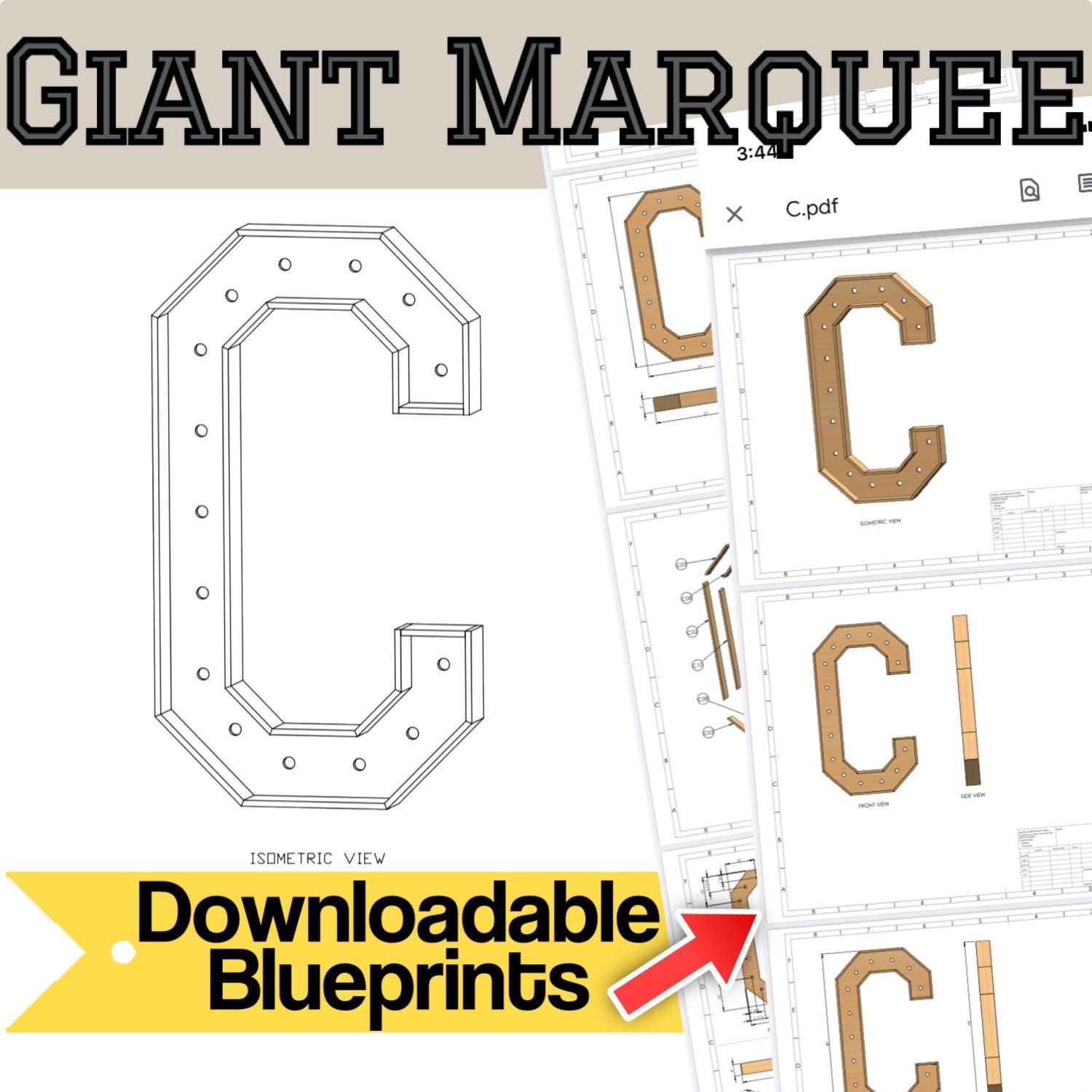 4ft - Letter C - Build Plans & Blueprints - Digital Template for Wood ...