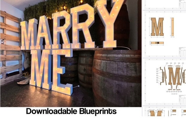 3FT - Marry Me Marquee Letter - Blueprints & Build Guide - Package ...