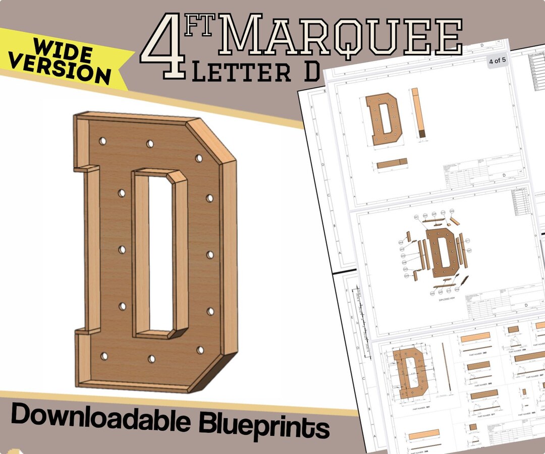 4ft Wide Version - Letter D - Build Plans & Blueprints - Digital ...
