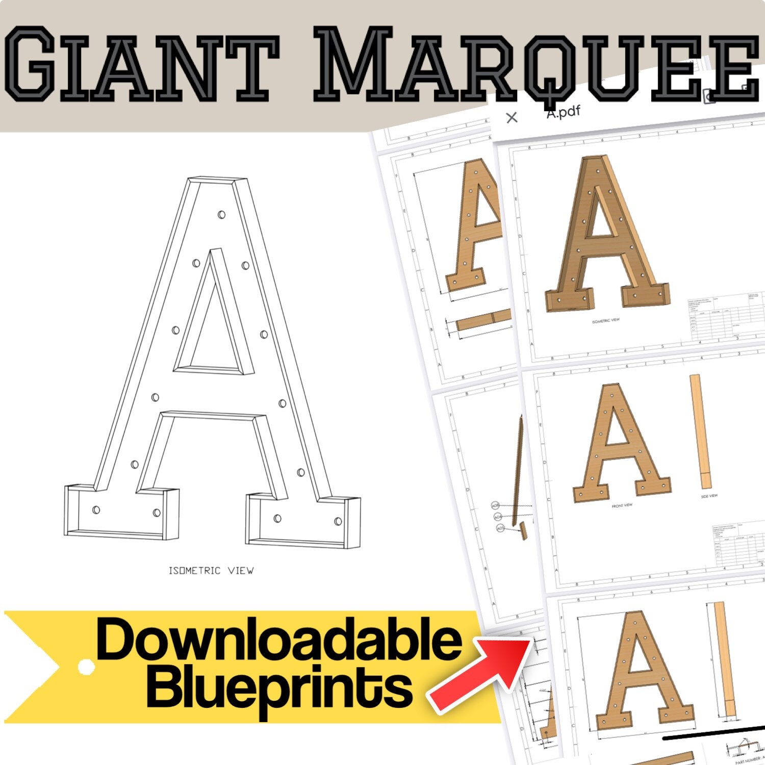 4ft - Letter A - Build Plans & Blueprints - Digital Template for Wood ...