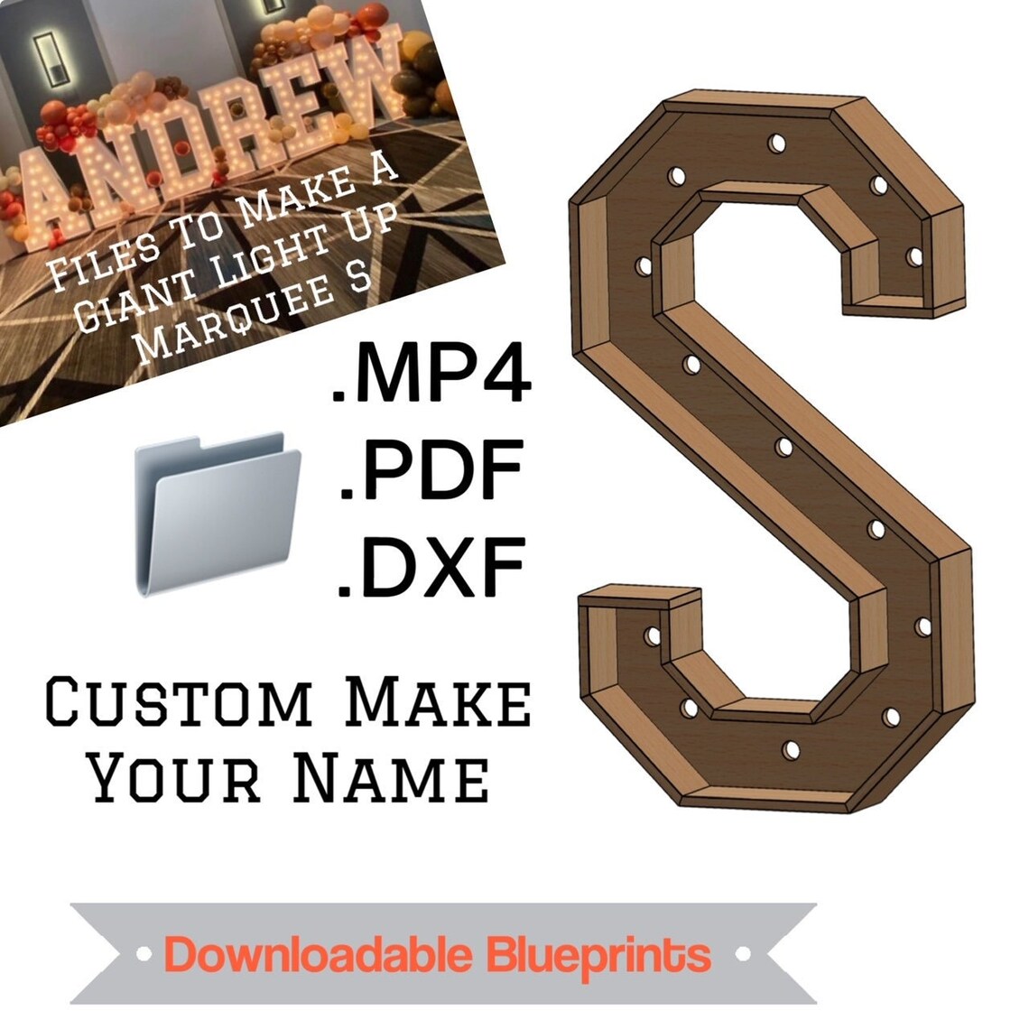 3ft Letter S Marquee Build Plans & Blueprints Digital - Etsy