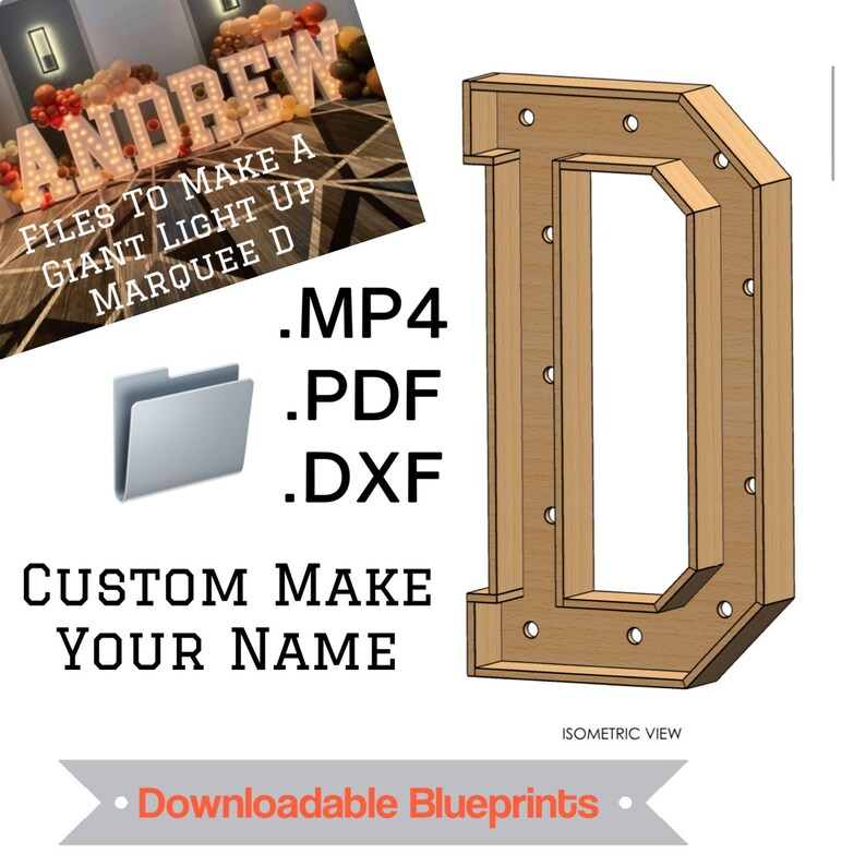 3ft Letter D Marquee Letter Build Plans Digital Template - Etsy