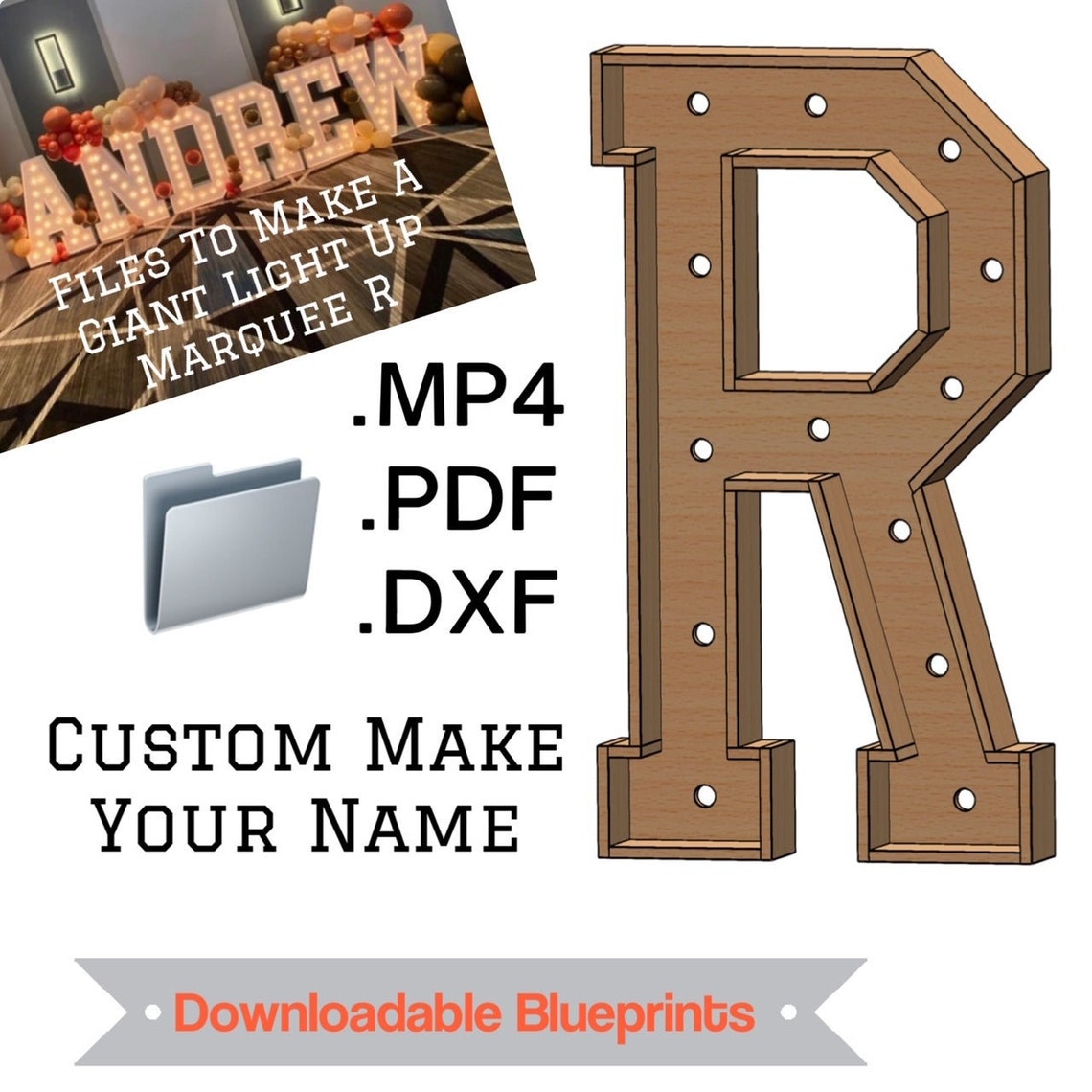 3ft Letter R Marquee Letter Build Plans Digital Template | Etsy