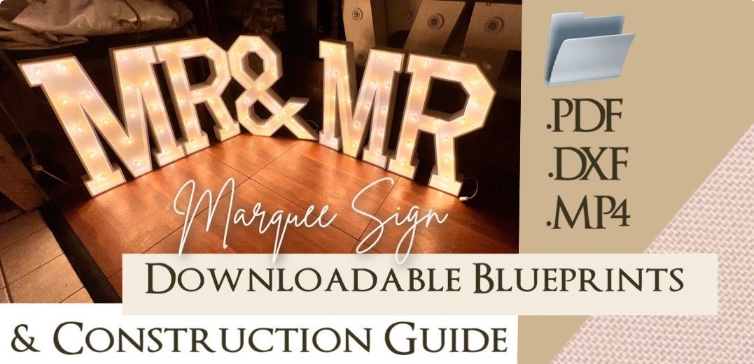 Mr & Mr Marquee Letter Blueprint Template Construction Plans - Etsy
