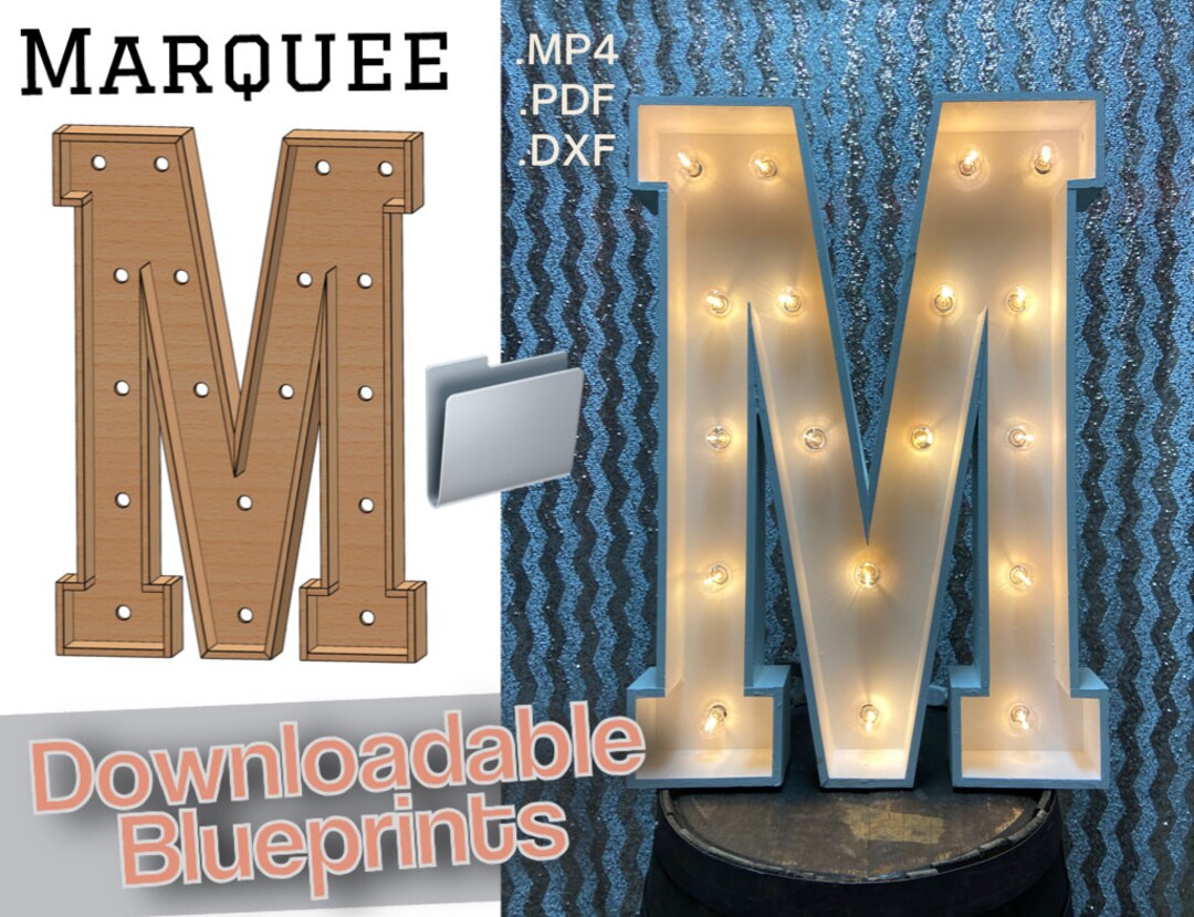 3ft - Letter M - Marquee Build Plans - Digital Template for Wood ...