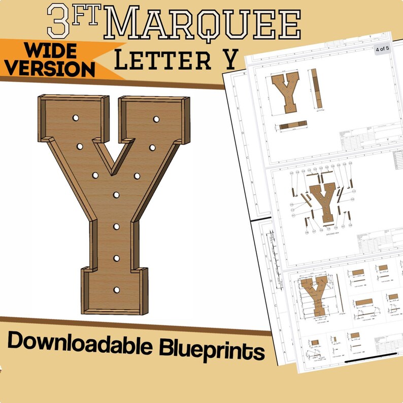 3ft Wide Version Letter Y Build Plans & Blueprints - Etsy