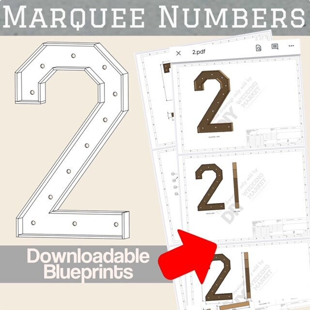 4ft - Number 2 Marquee Letter Build Plans & Blueprints - Svg/ai/dxf/pdf ...