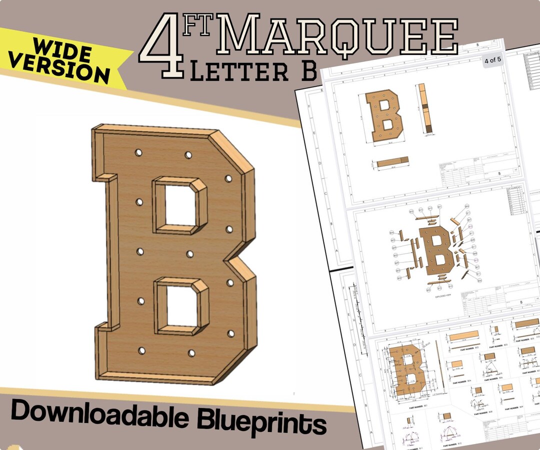 4ft Wide Version - Letter B - Build Plans & Blueprints - Digital ...