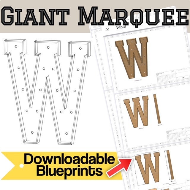 4ft Letter W Build Plans & Blueprints Digital Template - Etsy