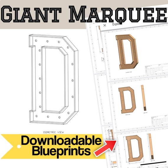 4ft Letter D Build Plans & Blueprints Digital Template | Etsy