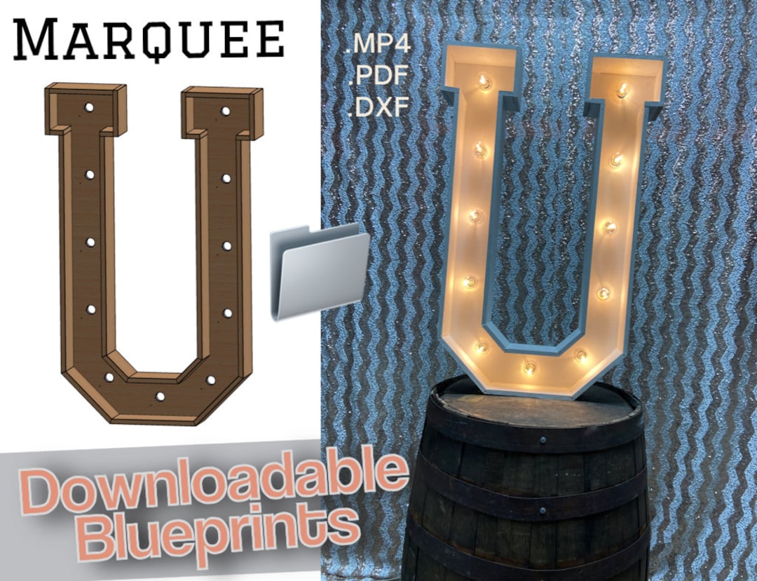 3ft - Letter U Marquee Build Plans & Blueprint - Digital Template for ...
