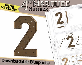 4ft Wide Version Number 5 Marquee Letter Build Plans & Blueprints Svg ...