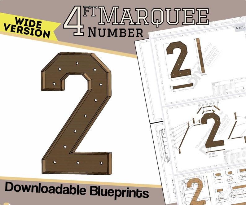 4ft Wide Version - Number 2 Marquee Letter Build Plans & Blueprints ...