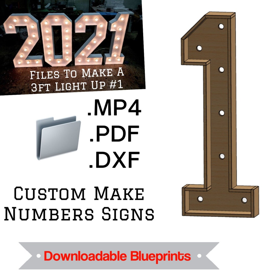 3ft - Number 1 - Marquee Build Plans & Blueprints - Digital Template ...
