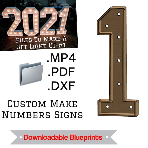 3ft Number 1 Marquee Build Plans & Blueprints Digital | Etsy