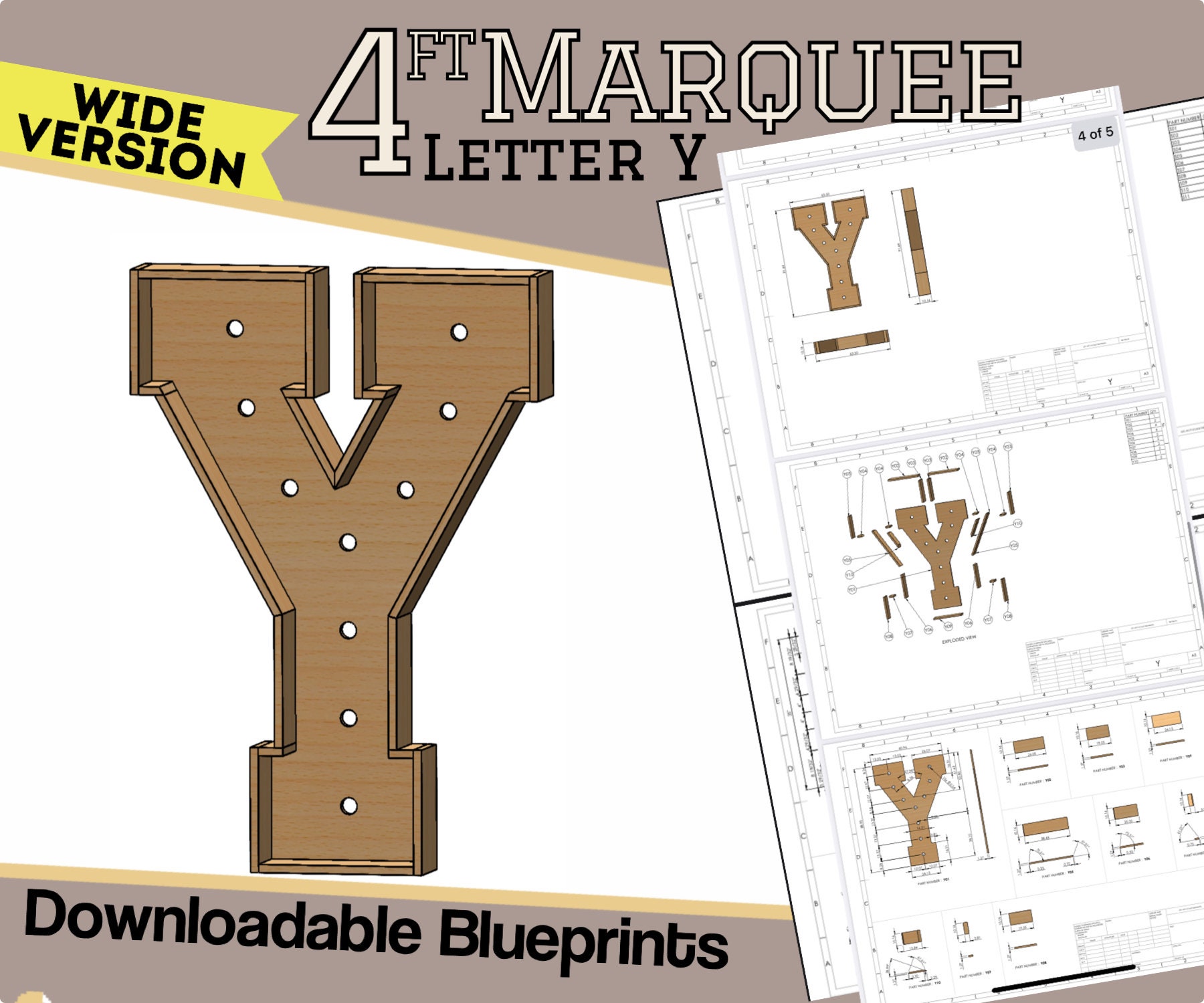 4ft Wide Version - Letter Y - Build Plans & Blueprints - Digital ...