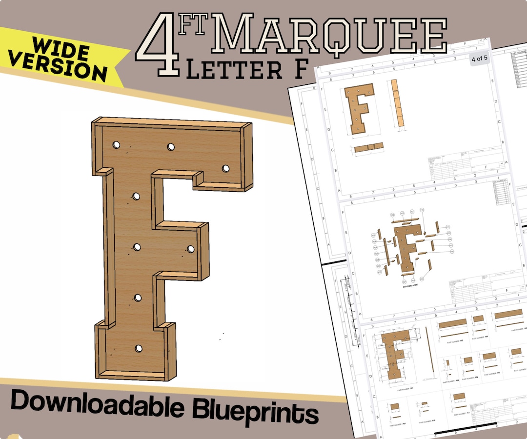4ft Wide Version - Letter F - Build Plans & Blueprints - Digital ...