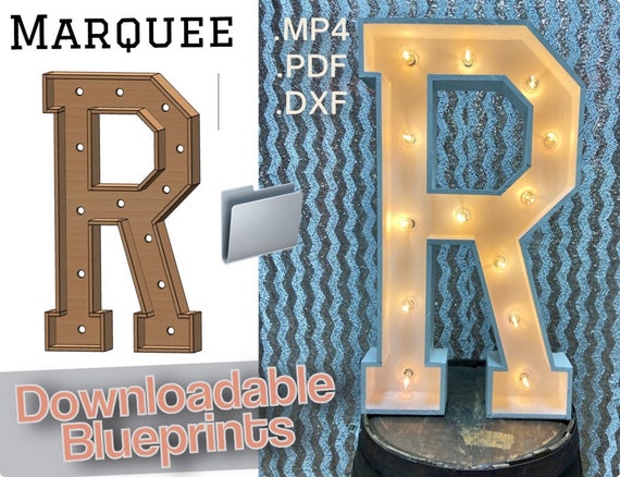 3ft Letter R Marquee Letter Build Plans Digital Template | Etsy