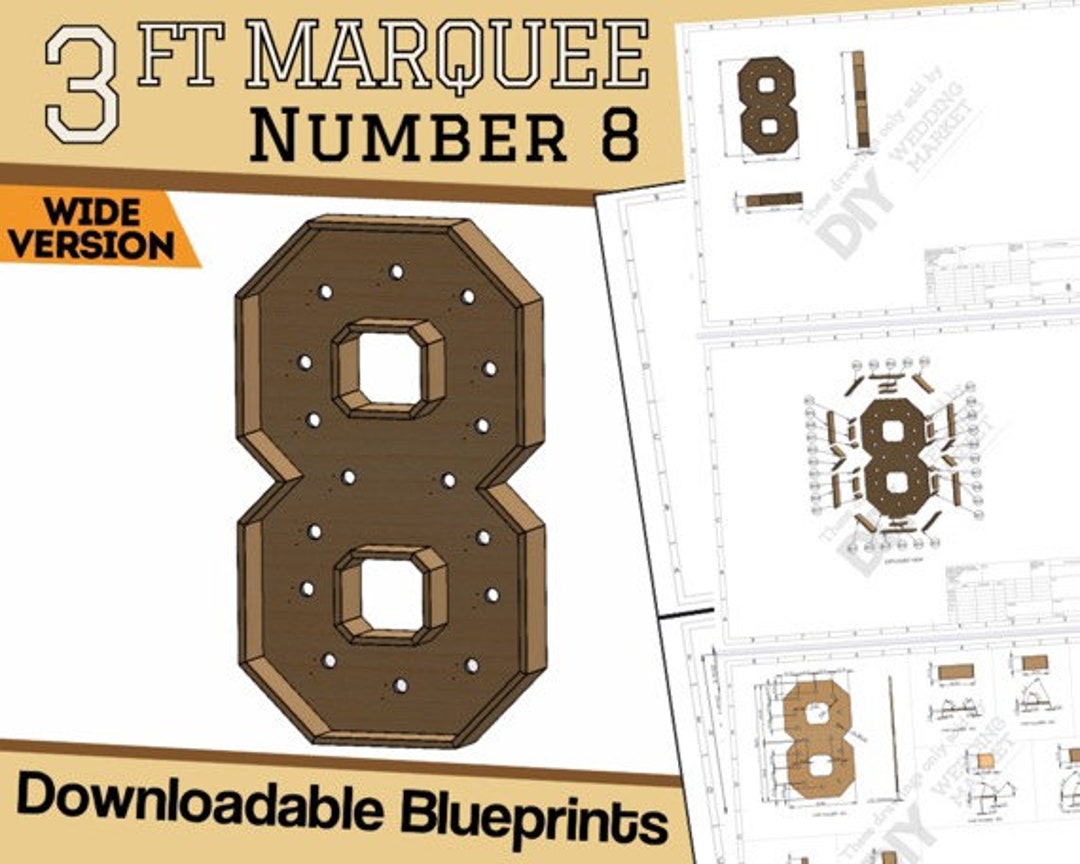 3ft Wide Version - Number 8 - Marquee Letter Build Plans & Blueprints ...