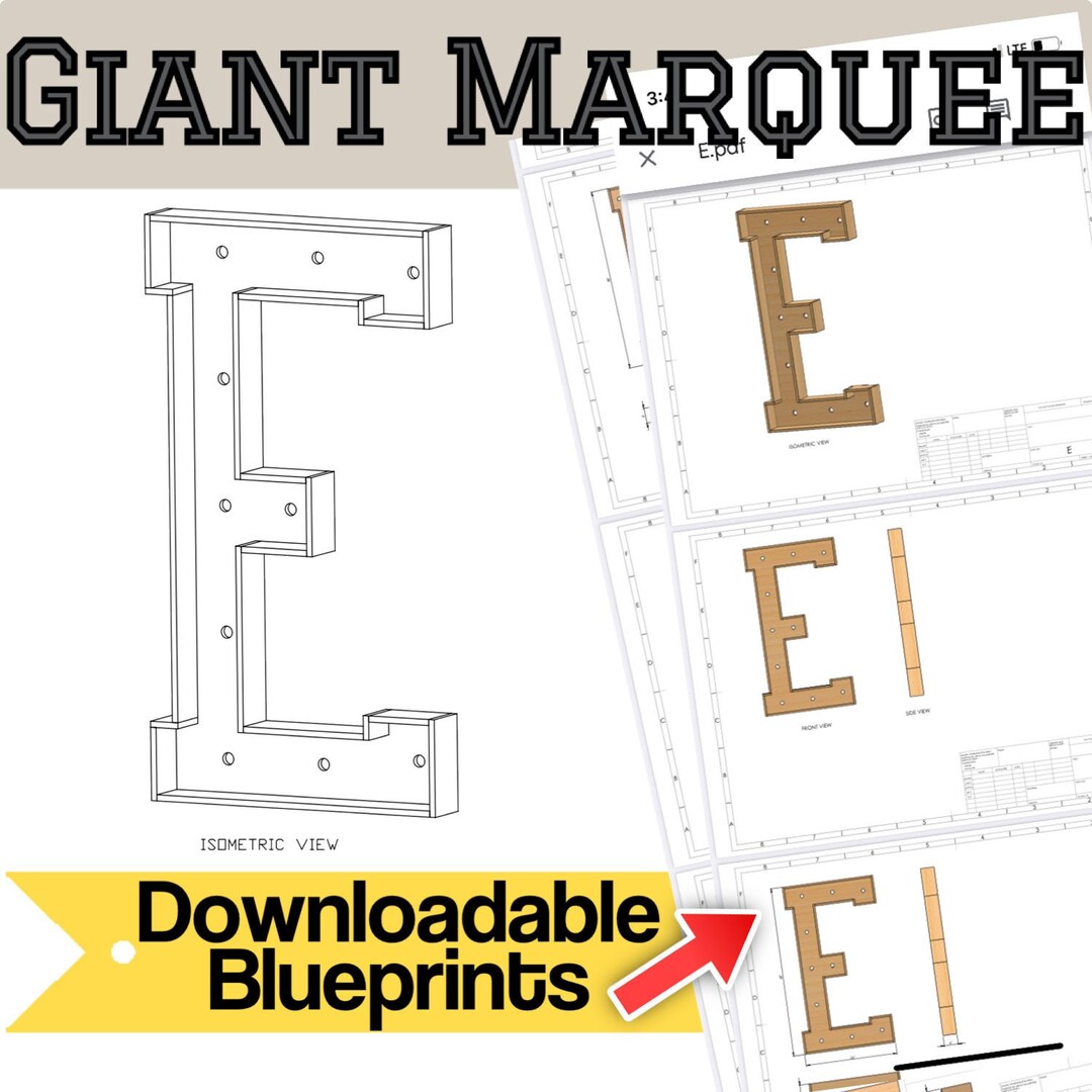 4ft - Letter E Build Plans & Blueprints - Digital Template for Wood ...