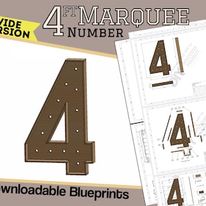 4ft Wide Version - Number 4 Marquee Letter Build Plans & Blueprints ...