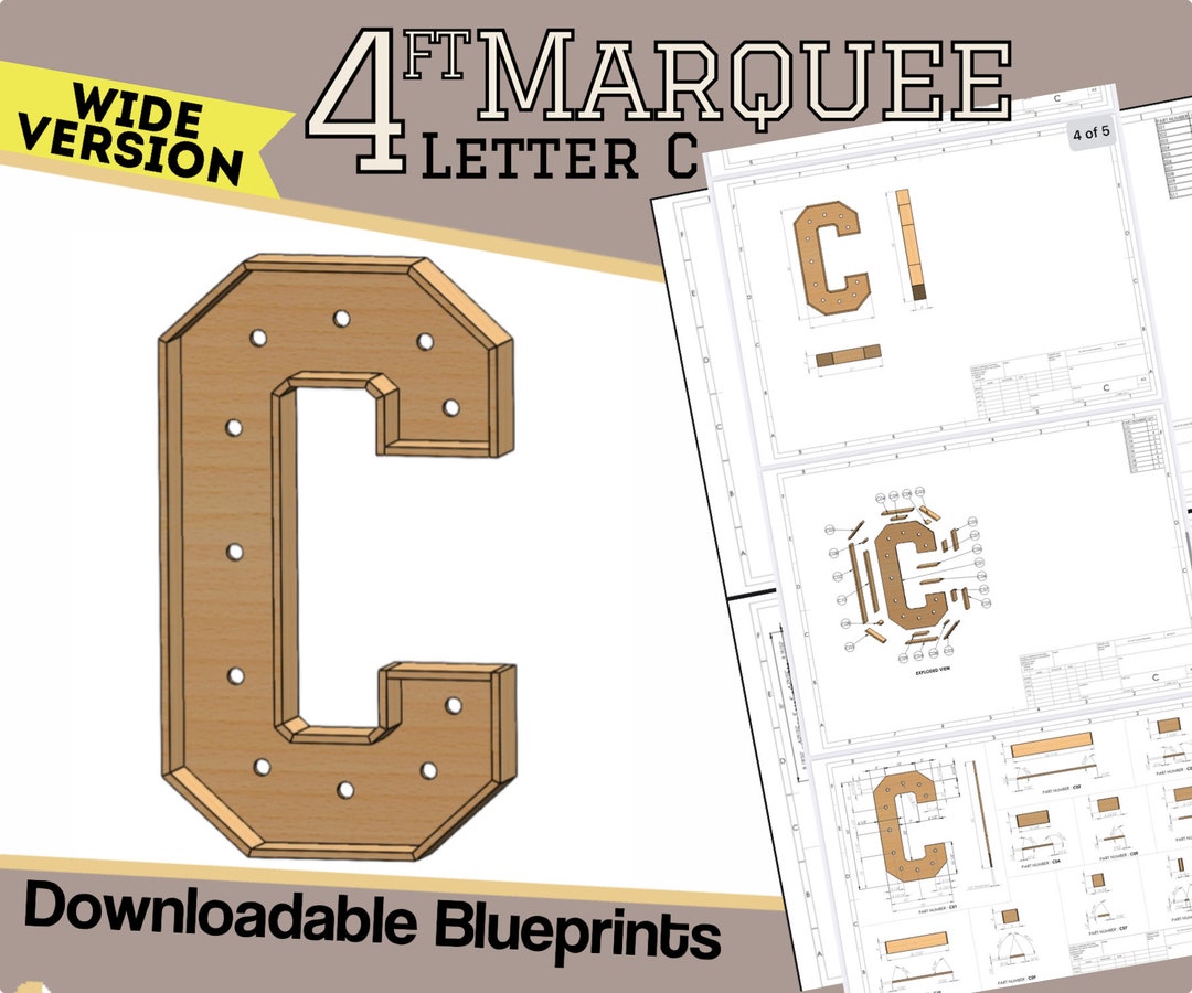 4ft - Letter C Wide Version- Build Plans & Blueprints - Digital ...