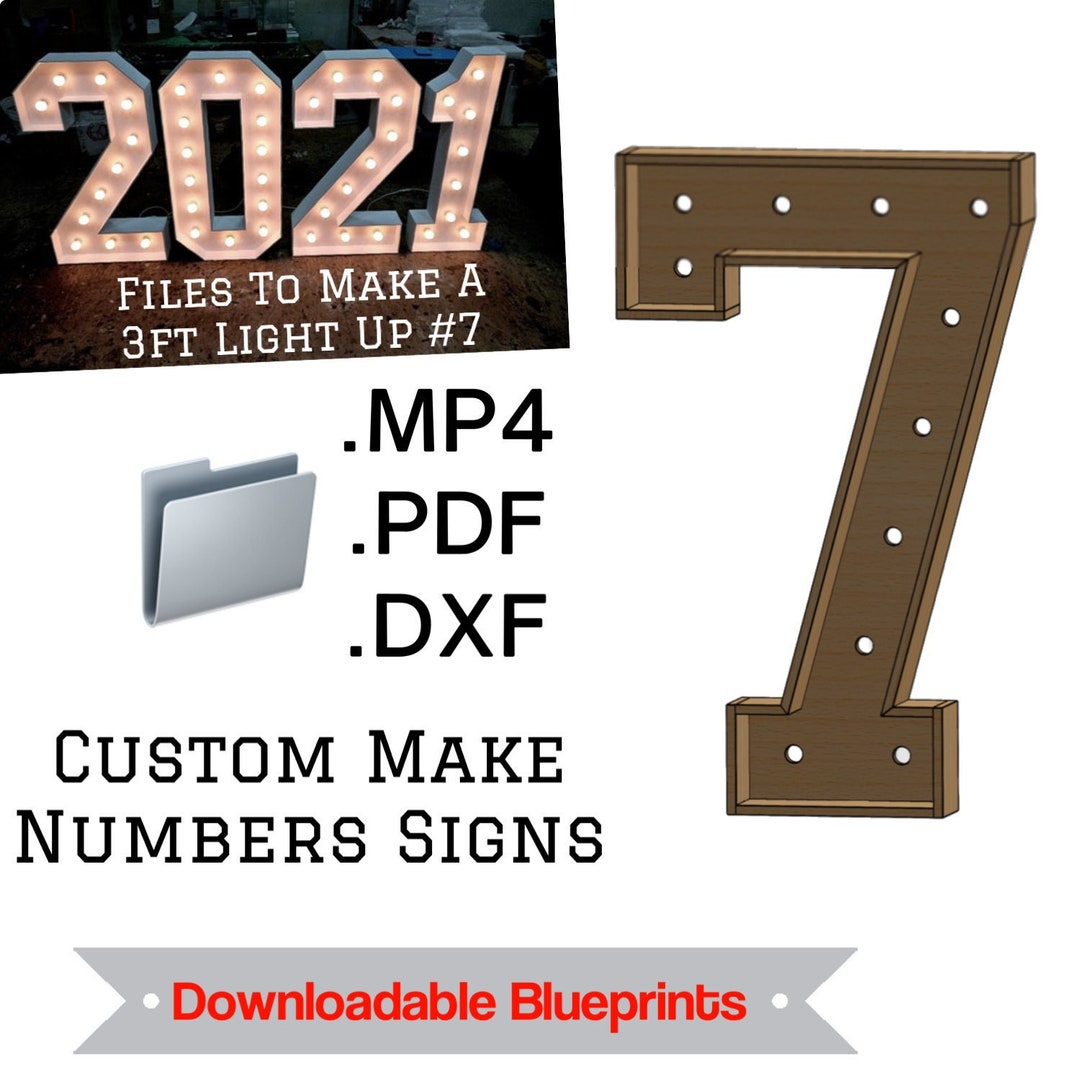 3ft - Number 7 - Marquee Build Plans & Blueprints - Digital Template ...