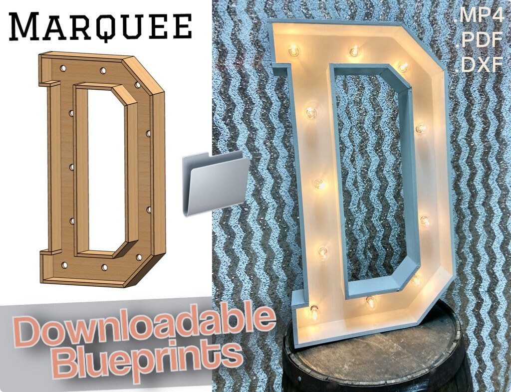 3ft Letter D Marquee Letter Build Plans Digital Template - Etsy