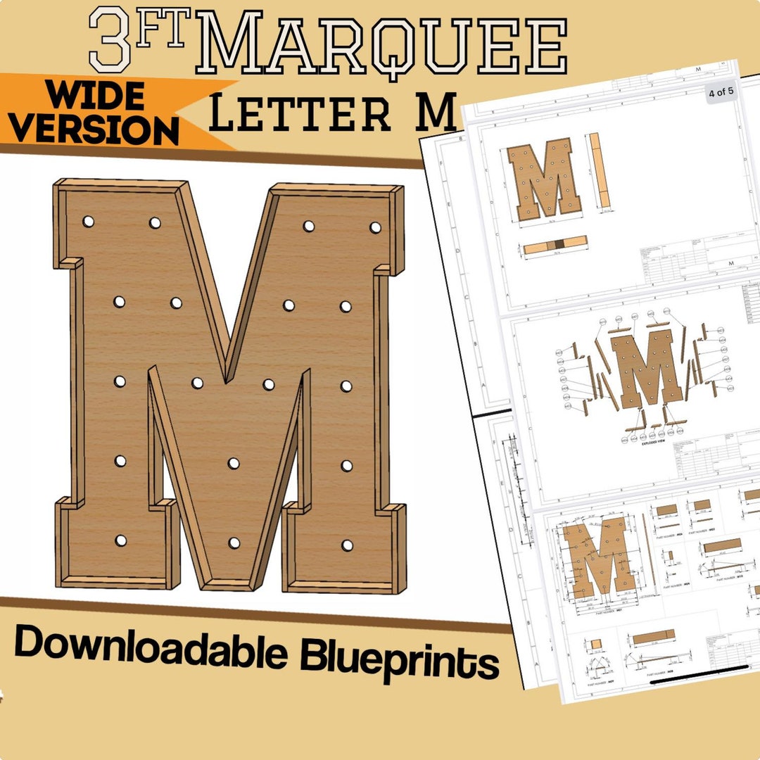3ft Wide Version - Letter M - Build Plans & Blueprints - Digital ...